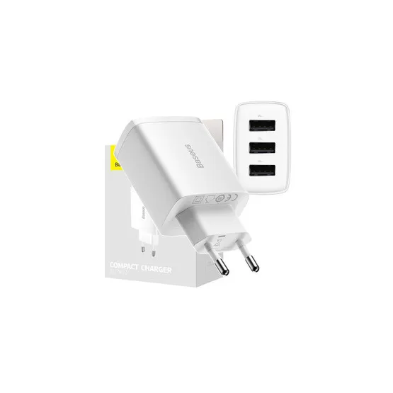 INF Baseus Compact Schnellladegerät, 3x USB, 17 W (Weiß)